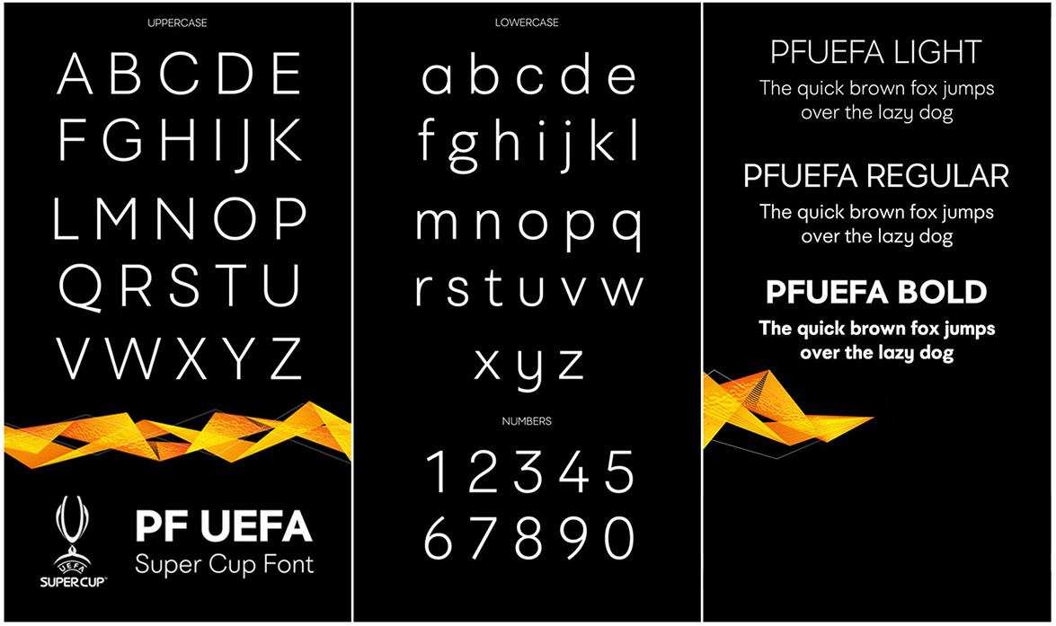 Football teams shirt and kits fan: PF UEFA Supercup Font