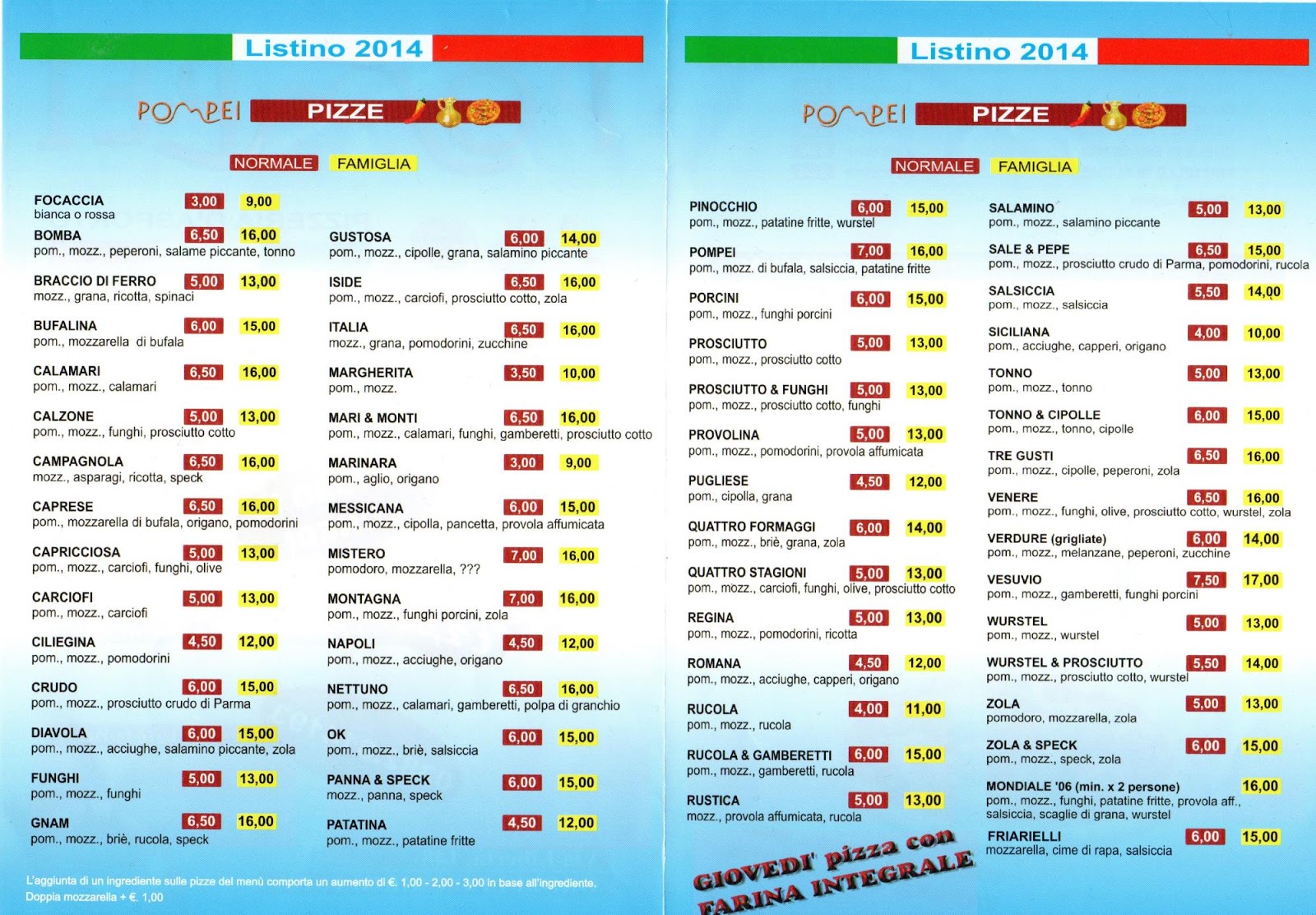 Menu e Prezzi: Pizzeria POMPEI in via Libertà 148 a Gropello Cairoli ...