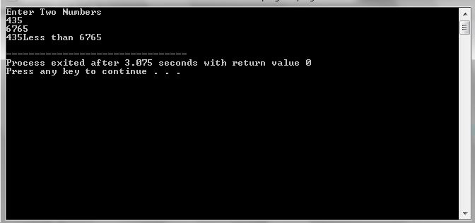 To find Number is smaller, greater or equal to second number using if ...