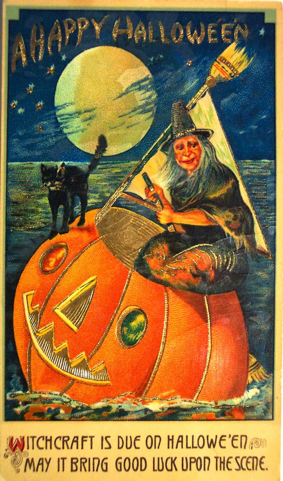 Vintage Halloween Witch Postcards From the 1900s ~ Vintage Everyday