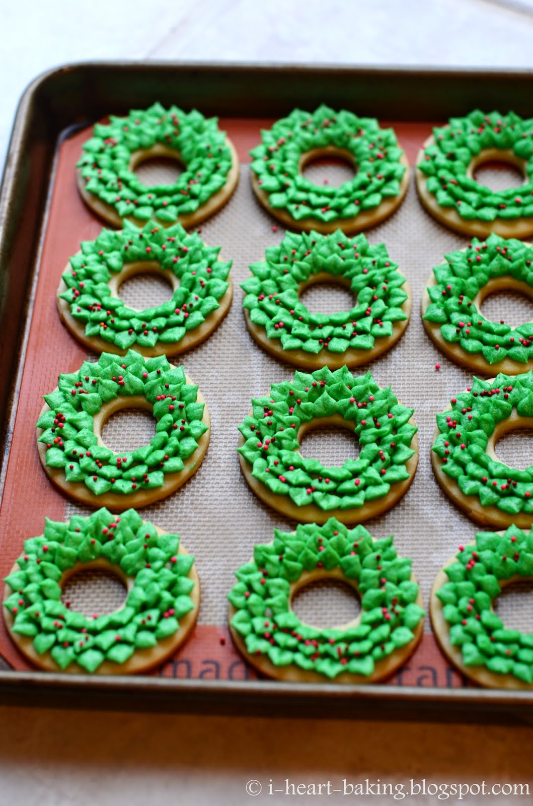 i heart baking!: christmas wreath cookies with soft frosting