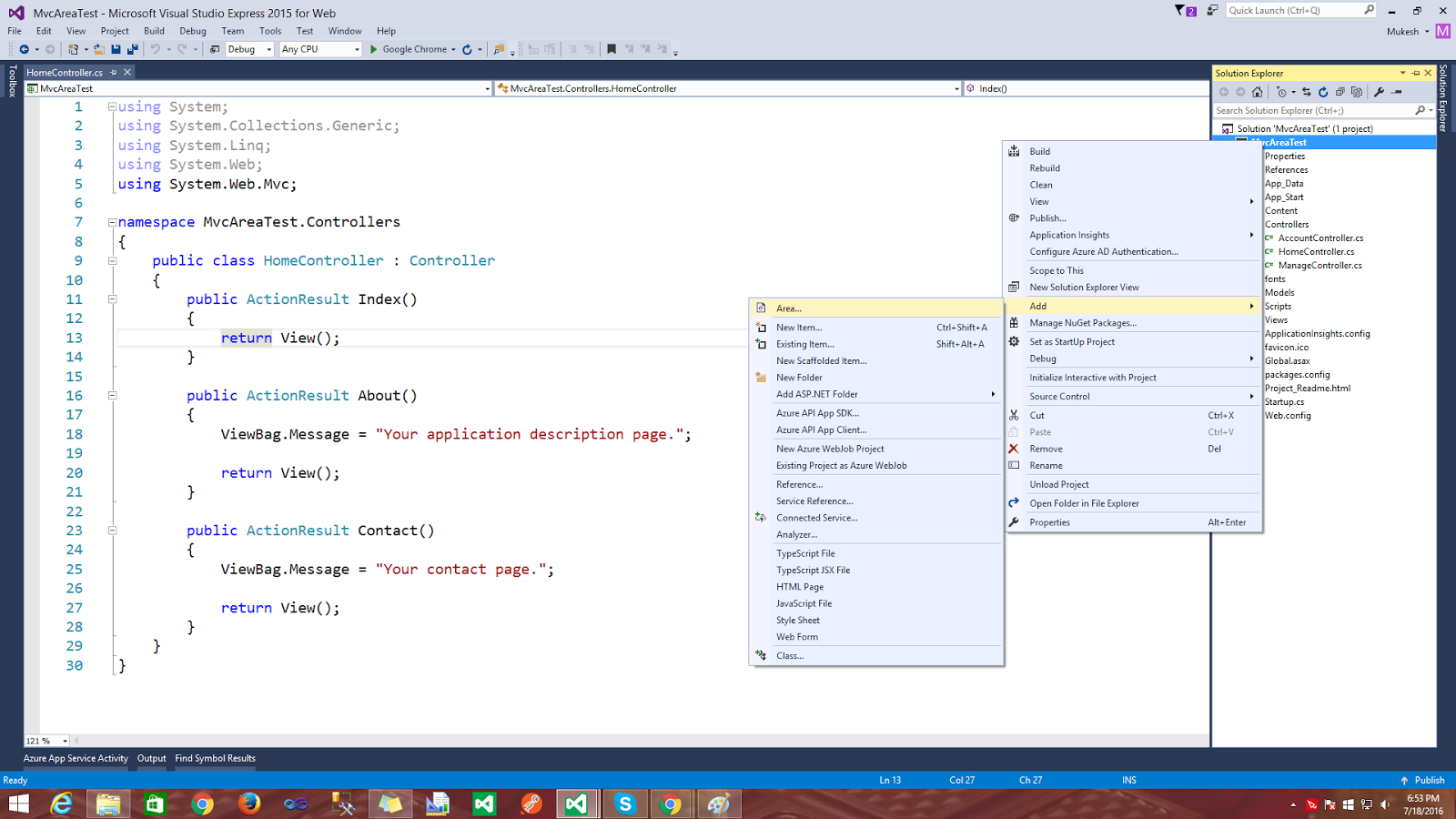 How To Use Area In Mvc ~ Aspnetmvcsqlazuredevopsangularweb Api