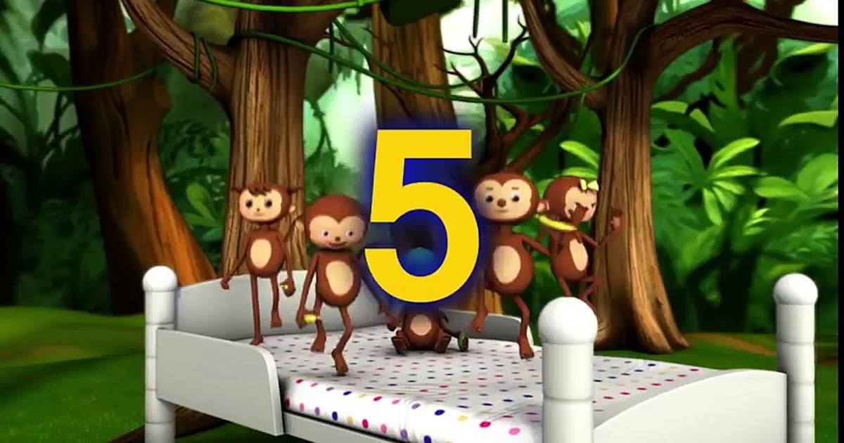 CINCO MONITOS SALTAN EN LA CAMA