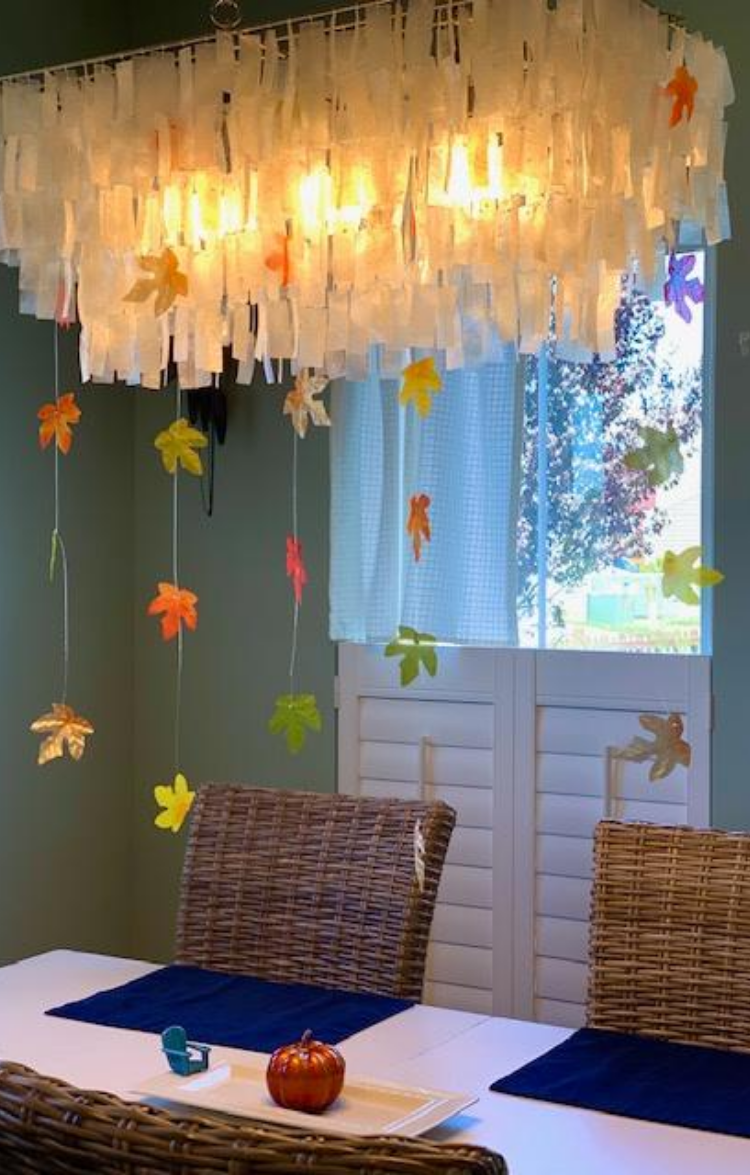 Floating Leaves Chandelier Fall Decoration #PinterestChallenge | Our ...