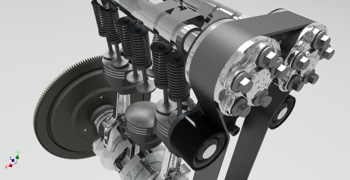 3 Cylinder Diesel Engine 3D Model