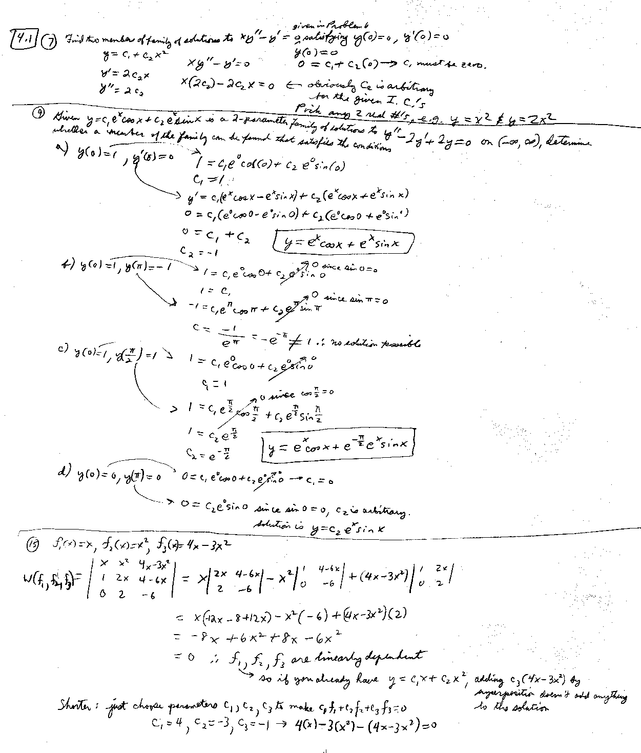 Math Class Blog: Diff Eq's: Solutions to Problems in Sections 4.1 and 4.2