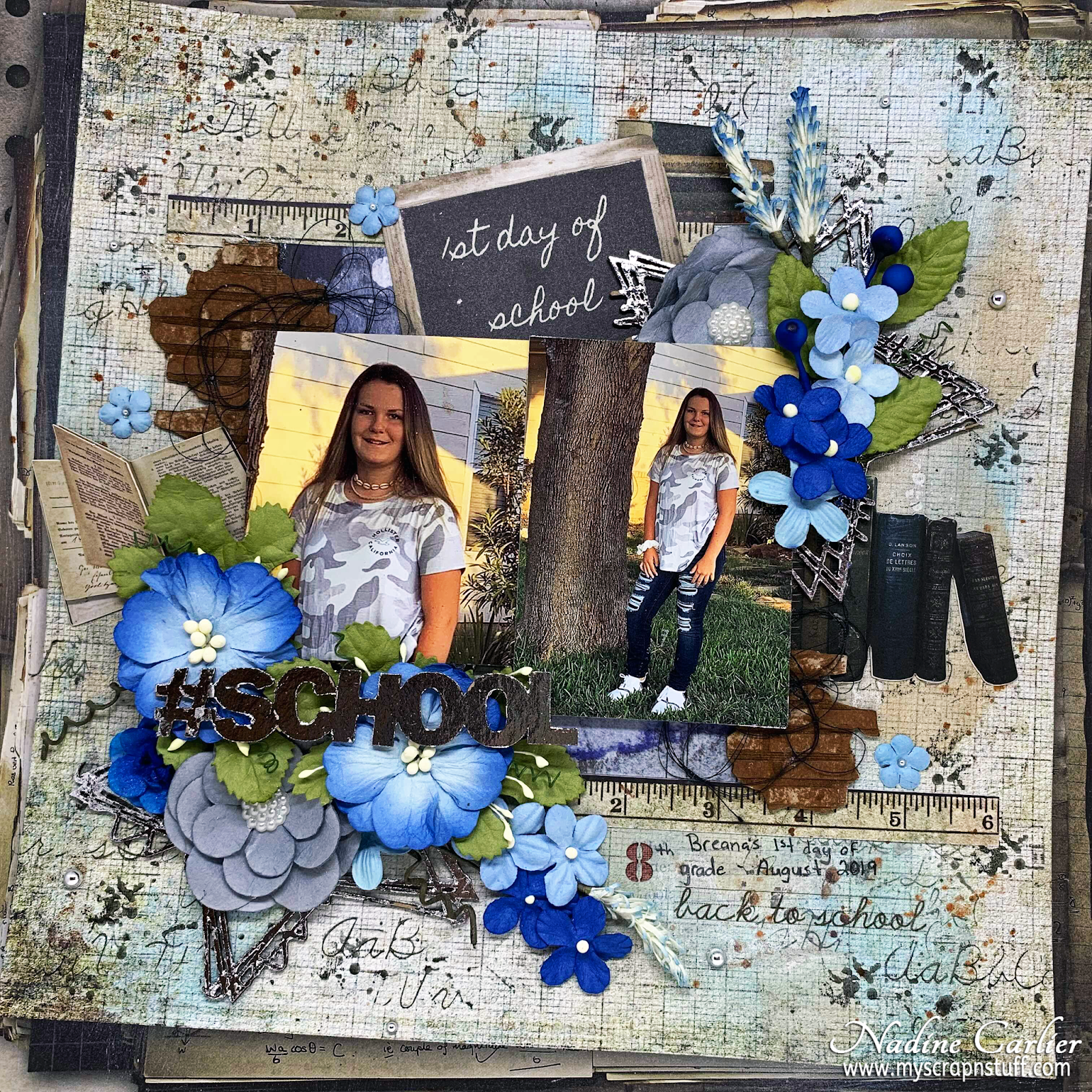 Back To School Scrapbook Layout ~ Nadine Carlier