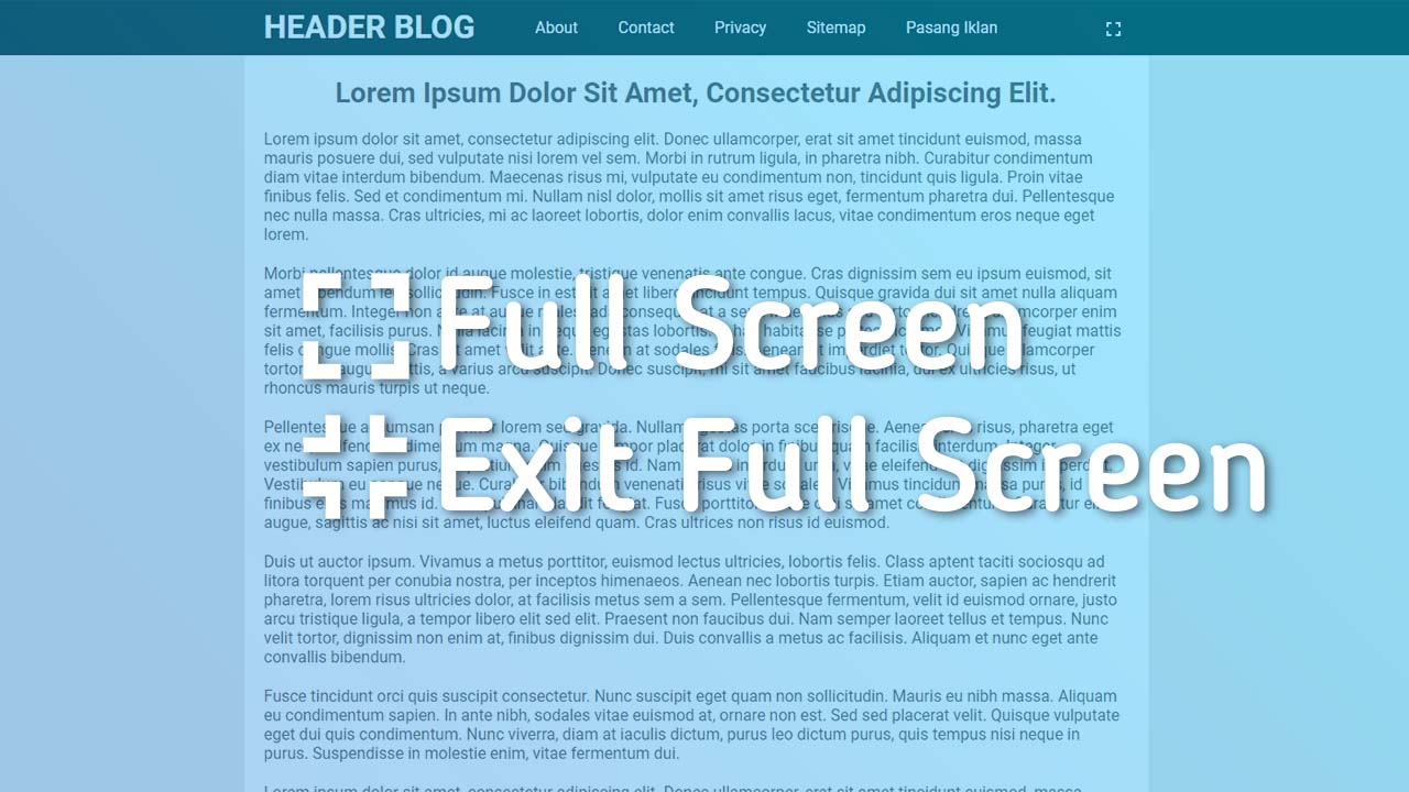 Membuat Fullscreen Halaman Blog Dengan Javascript