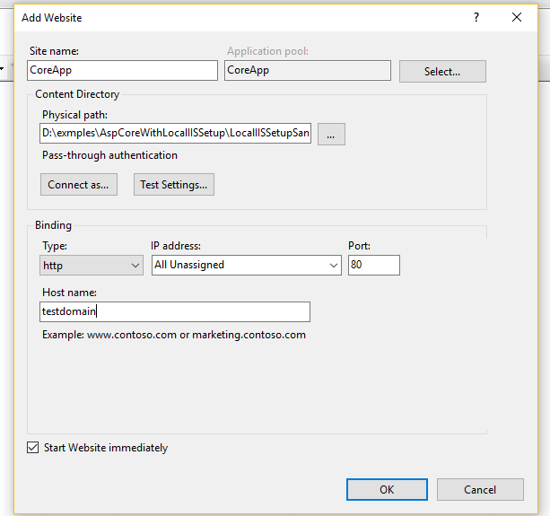 Dotnet Core Application Hosting And Debugging Using Local IIS Server