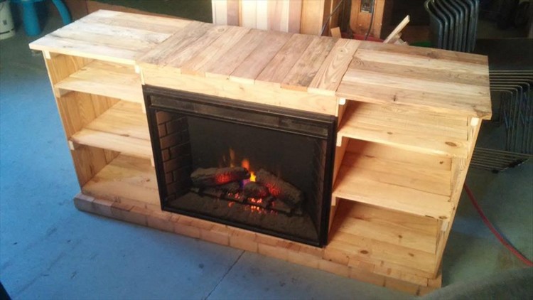 Wonderful Pallet Fireplace and Shelf Ideas - Pallets Platform