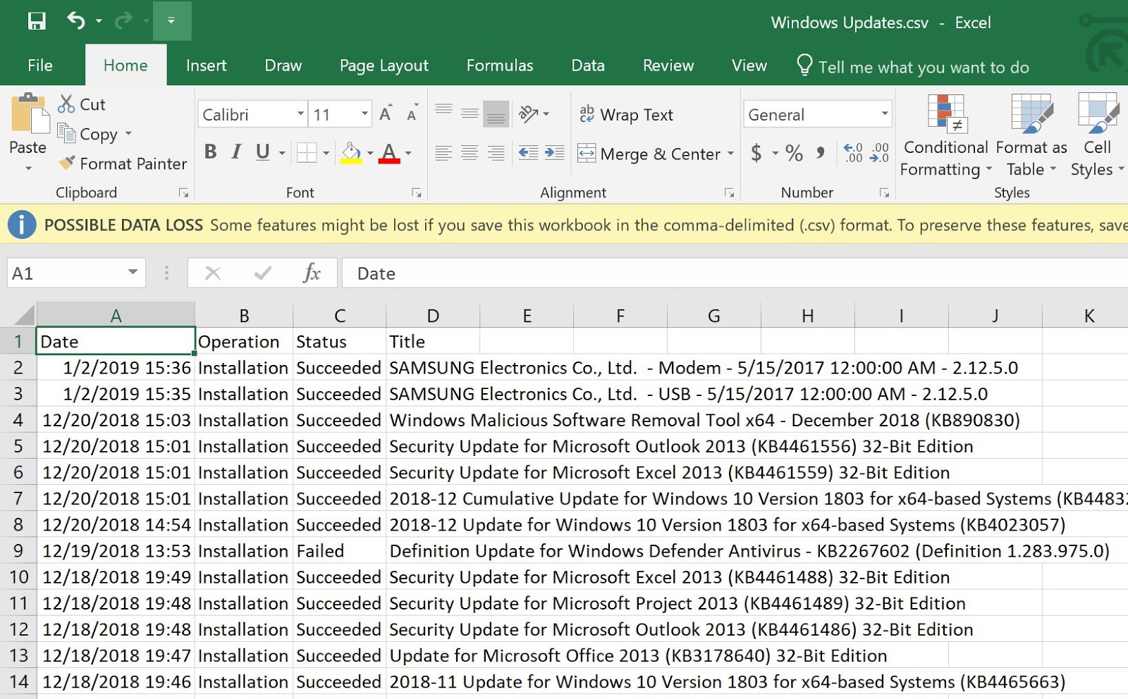 PowerShell - Windows Update report to .CSV - Kenbshinn