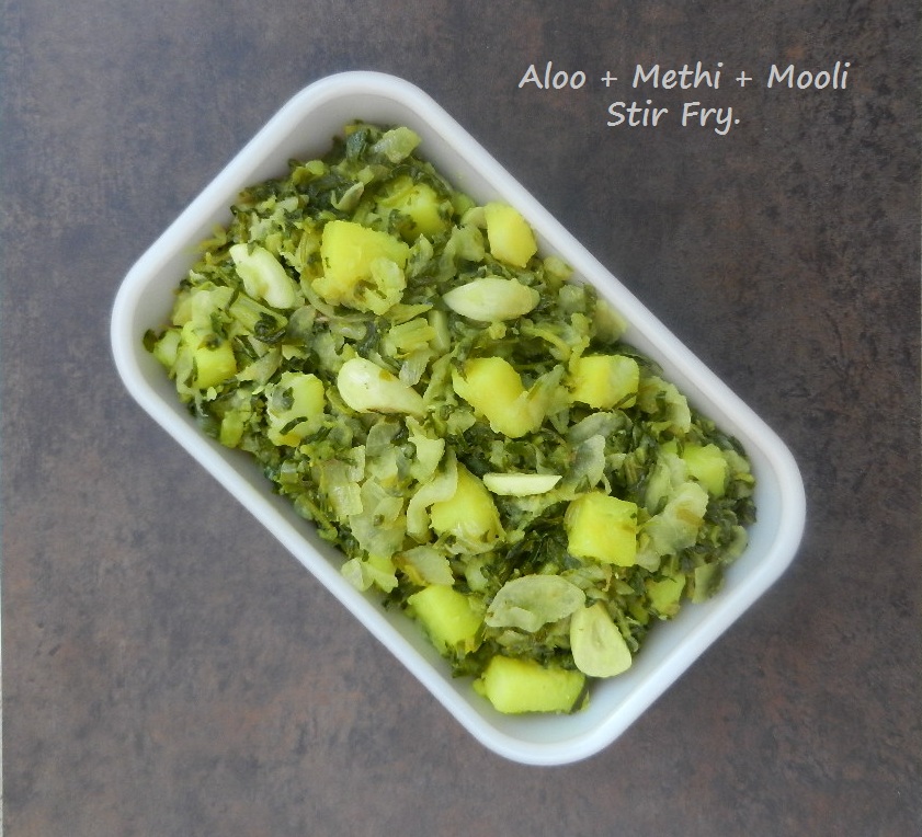 Sizzling Indian Recipes.....: Winter time Greens stir fry with Mooli ...
