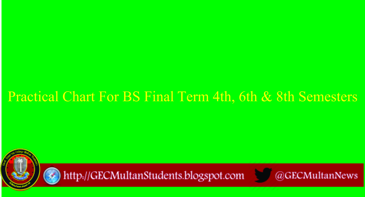 Practical Chart For BS Final Term 4th, 6th & 8th Semesters has been ...
