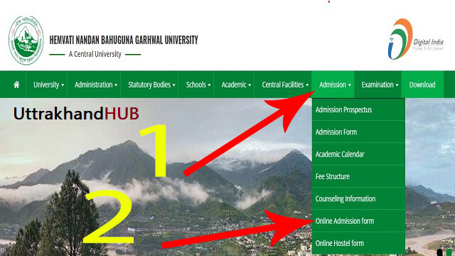HNBGU online admission form - Uttarakhand HuB