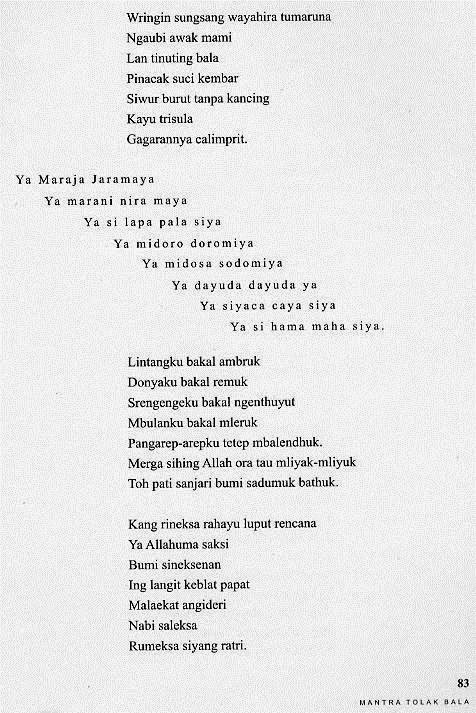 contoh analisis "Puisi Mantra Tolak Bala" | analisis puisi