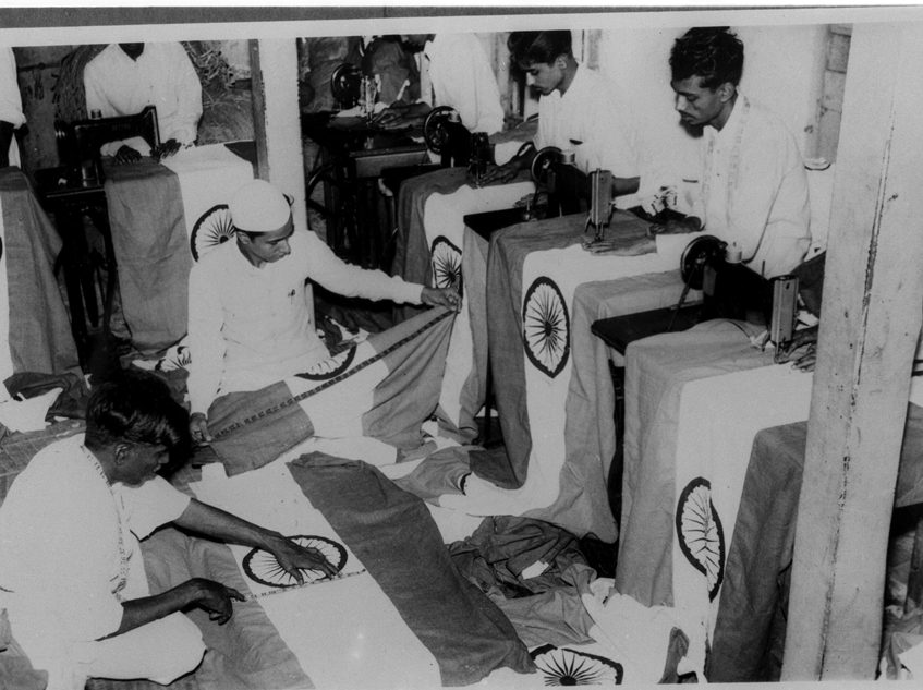 Workers Manufacturing National Flags of India - December 1955 - Old ...