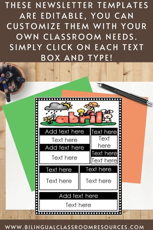 Best Editable Classroom Newsletter Templates in Spanish and English ...