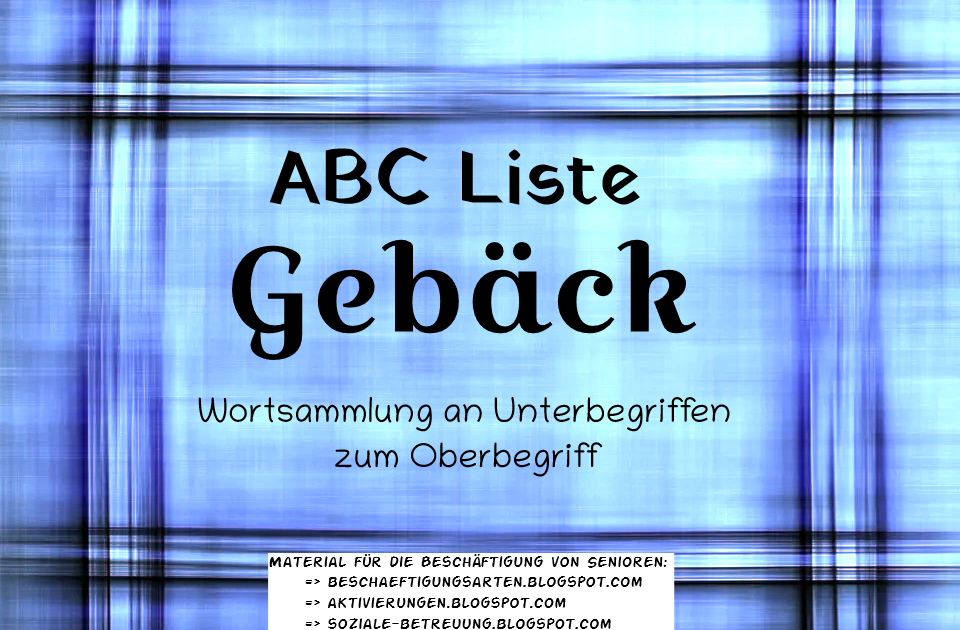 ABC Liste - Gebäck