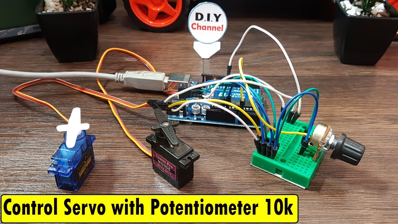 كيفية التحكم في محرك السيرفو بواسطة مقاومة متغيرة Potentiometer 10K ...