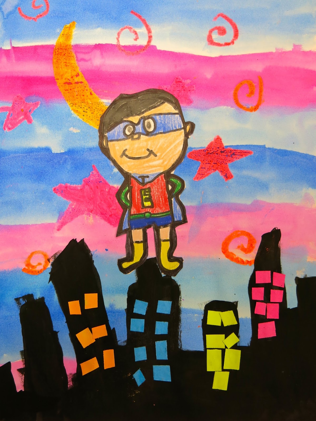 Cassie Stephens: In the Art Room: Super Hero Selfies in Second Grade