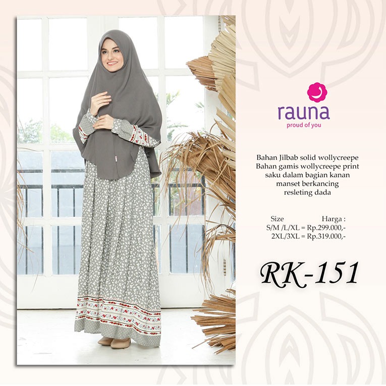 KOLEKSI GAMIS SET SYARI RAUNA TERBARU RK 151-154
