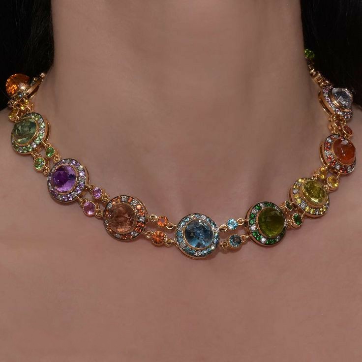 Multicolor diamond necklace