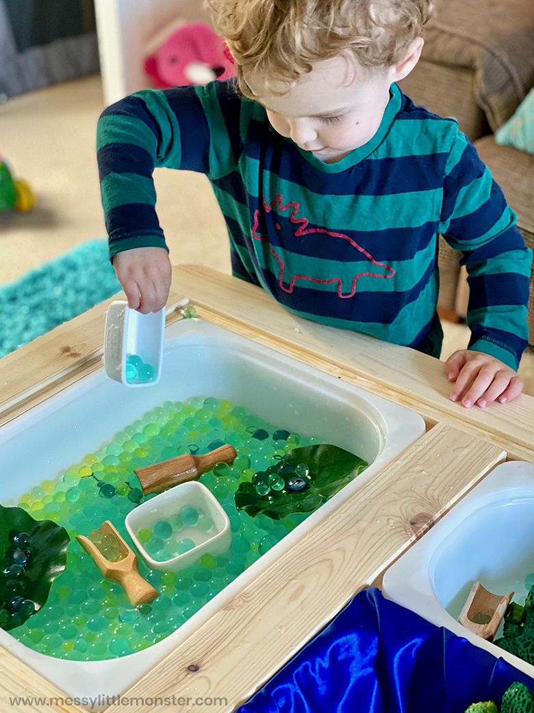 Frog Pond Water Bead Sensory Play - Messy Little Monster
