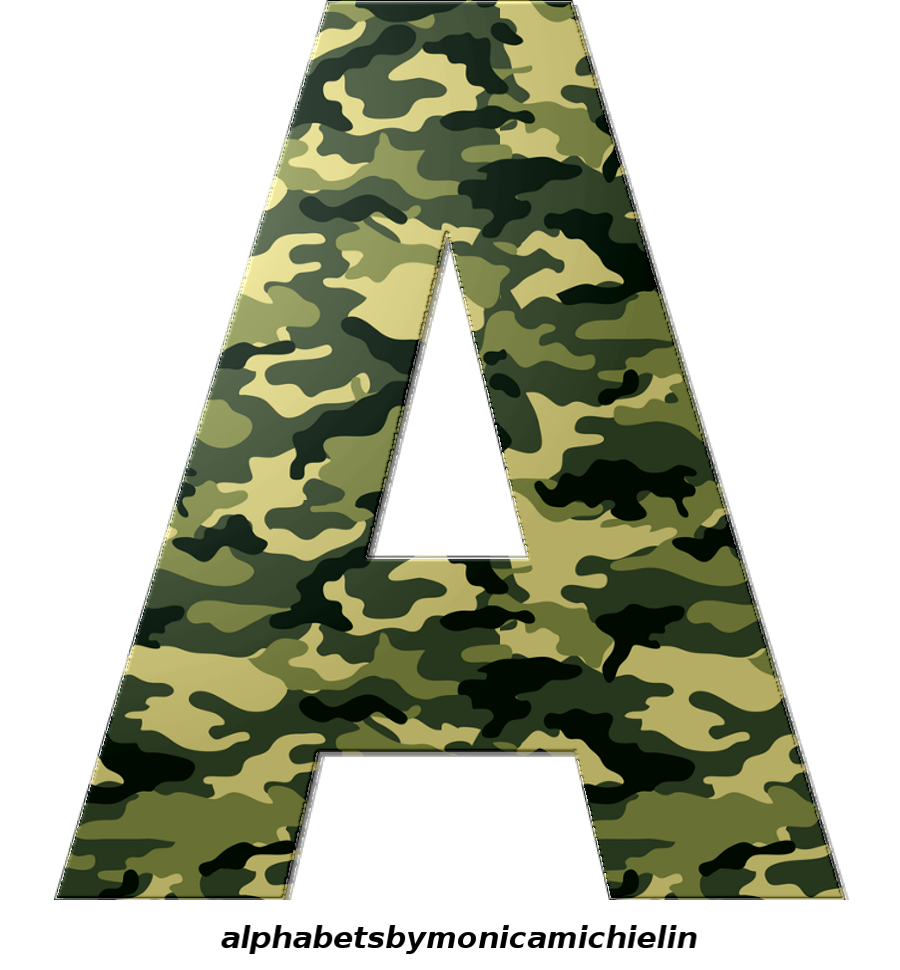 M. Michielin Alphabets: 2-CAMOUFLAGE BIG ALPHABET PNG