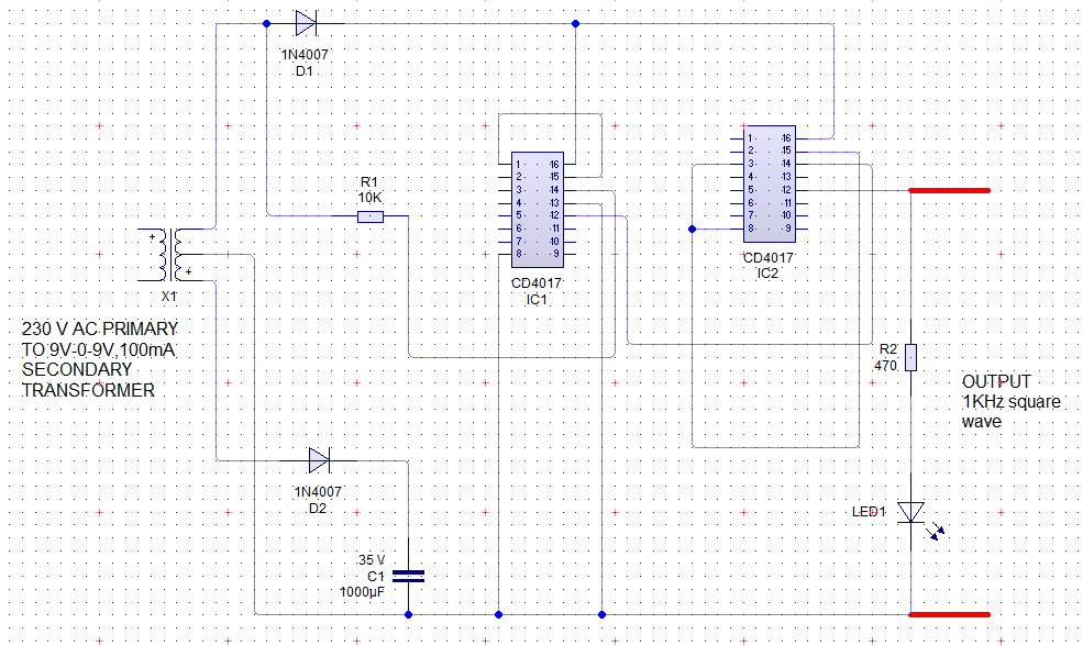 1 Hz Square Wave Generator ~ Electronics Projects