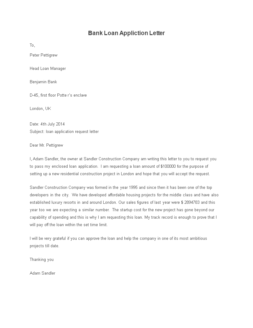 Personal Loan Request Letter Format To Bank - Birthday Letter