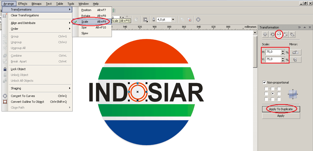 Langkah-langkah Cara Membuat Logo Indosiar Menggunakan CorelDRAW X4 - Kumpulan Tutorial