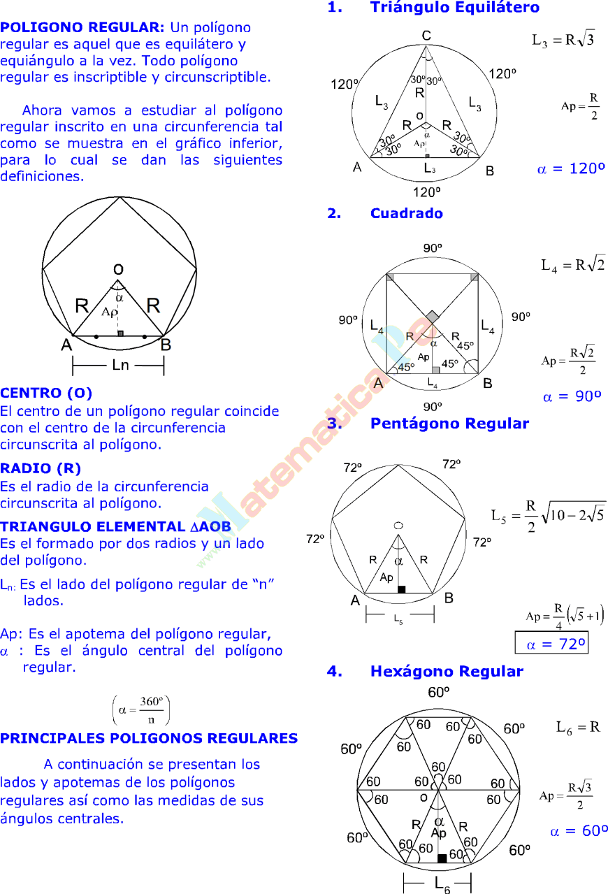POLÍGONOS REGULARES EJERCICIOS RESUELTOS DE GEOMETRÍA PLANA PREUNIVERSITARIA EN PDF