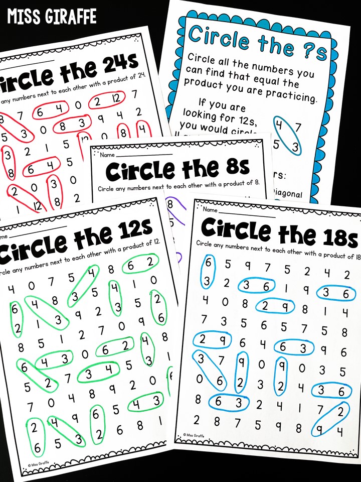Miss Giraffe's Class: Multiplication Facts Practice Worksheets Games and Fun Activities for Fluency