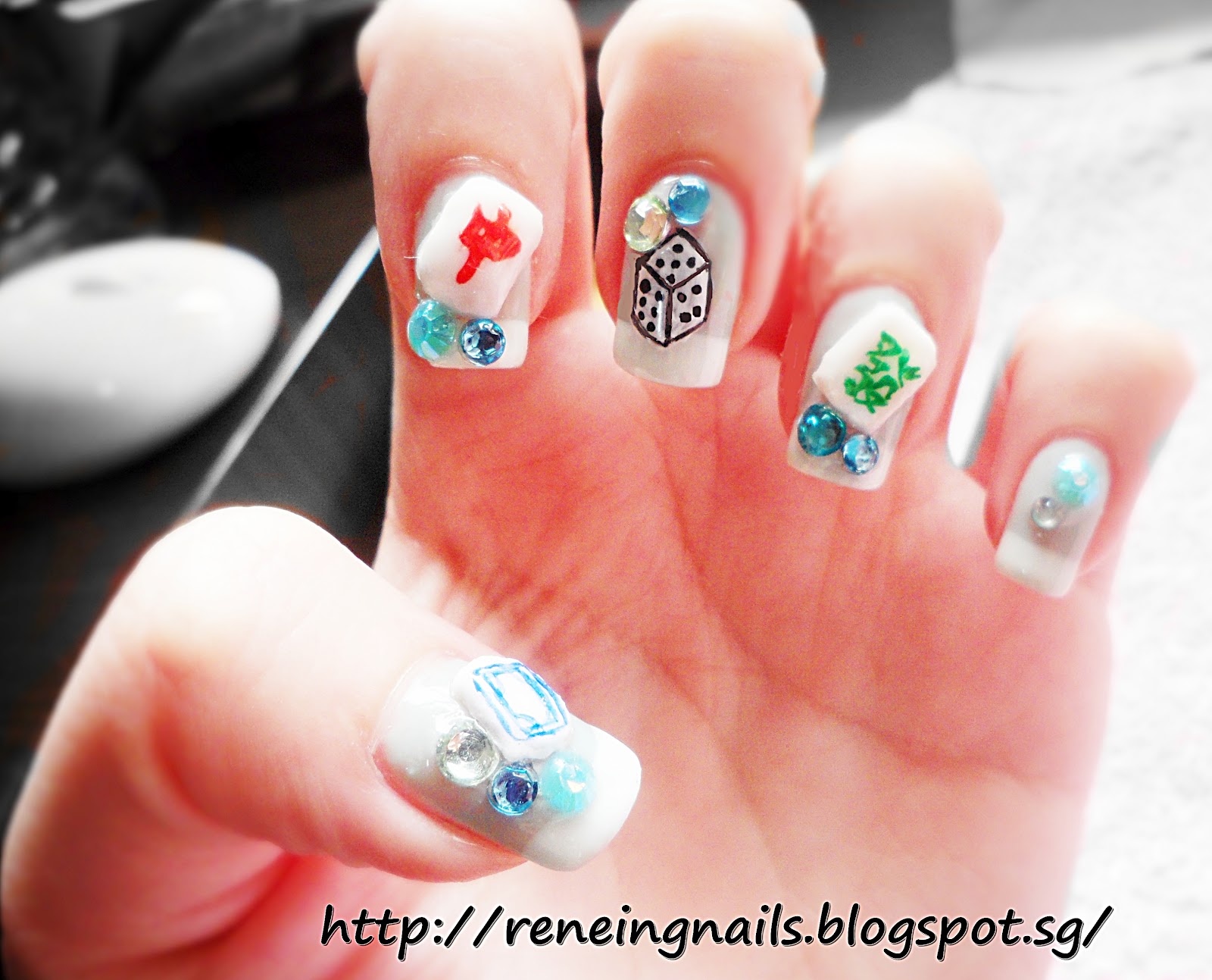Reneing.Nails: N14464: MahJong Inspired Nail Design!