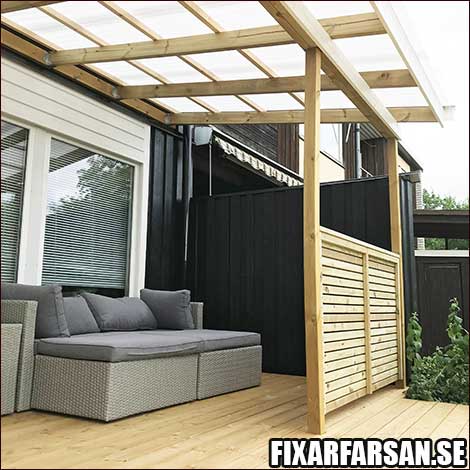 Bygger Insynsskydd Runt Uteplats (Smala Tryckta Ribbor) | FixarFarsan