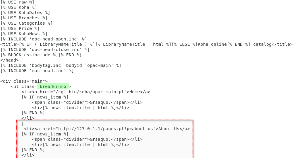 Add Custom Links on OPAC Breadcrumb - LIBTECHNOPHILE Add Custom Links on OPAC Breadcrumb - LIBTECHNOPHILE