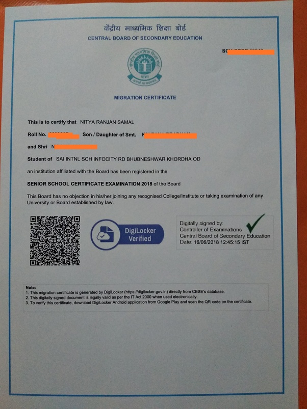 Migration Certificate migration-certificate