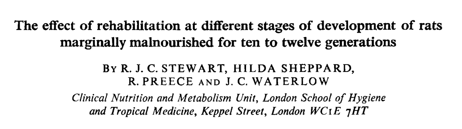 Zoology Jottings: Malnutrition: Classic experiments from the 1970s—and ...