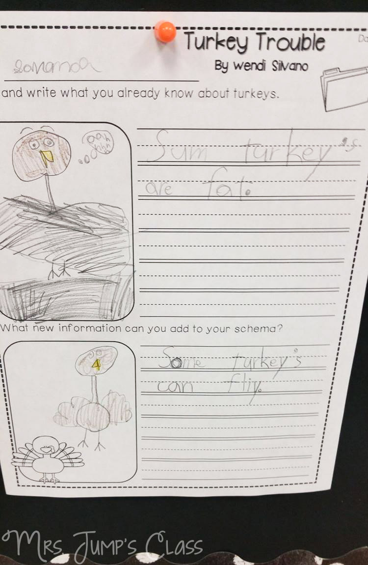 Turkey Trouble reading comprehension activity schema lesson too!
