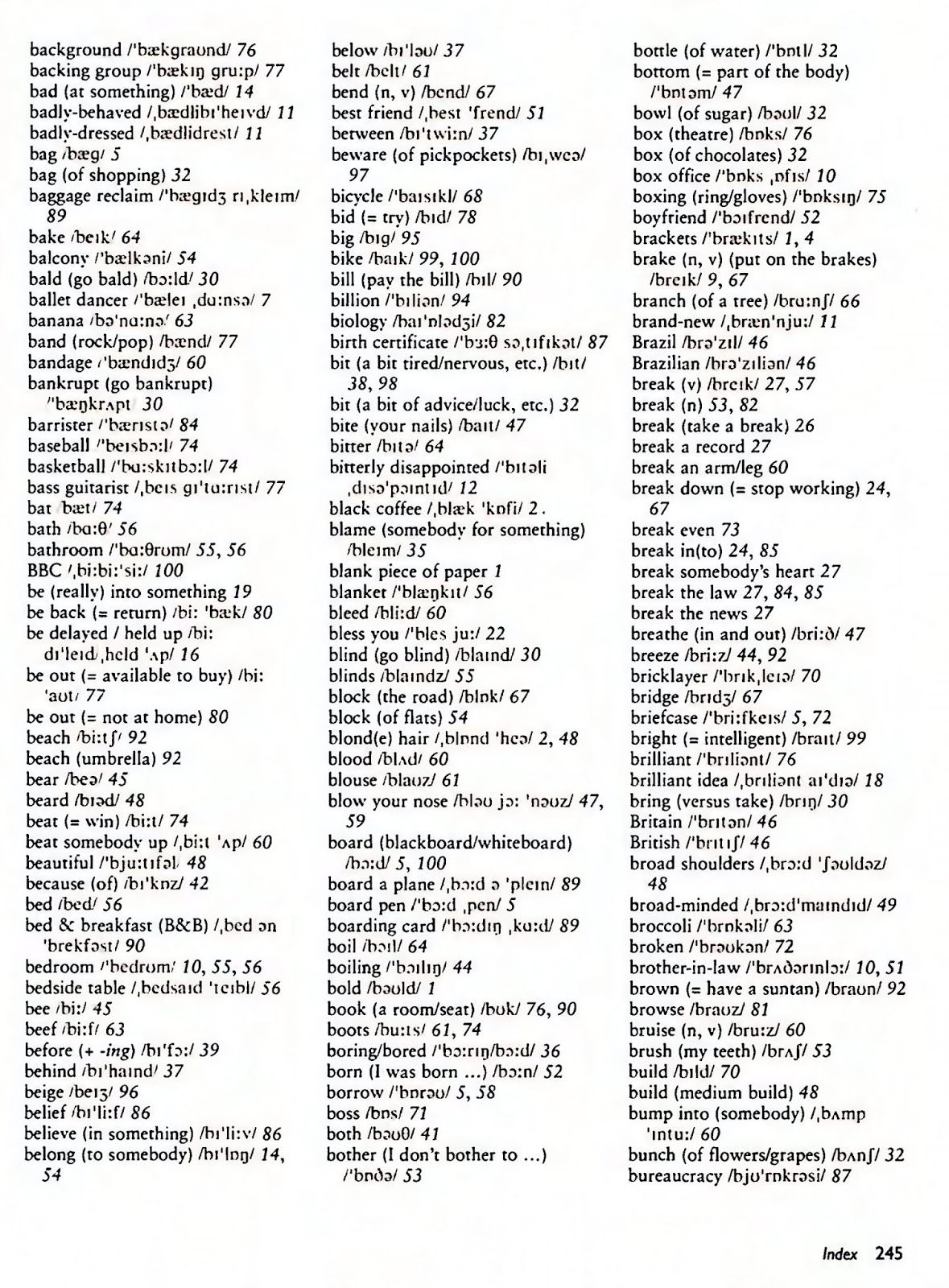 Phonetic, Pronunciation and Index - Vocabulary in Use Pre Inter