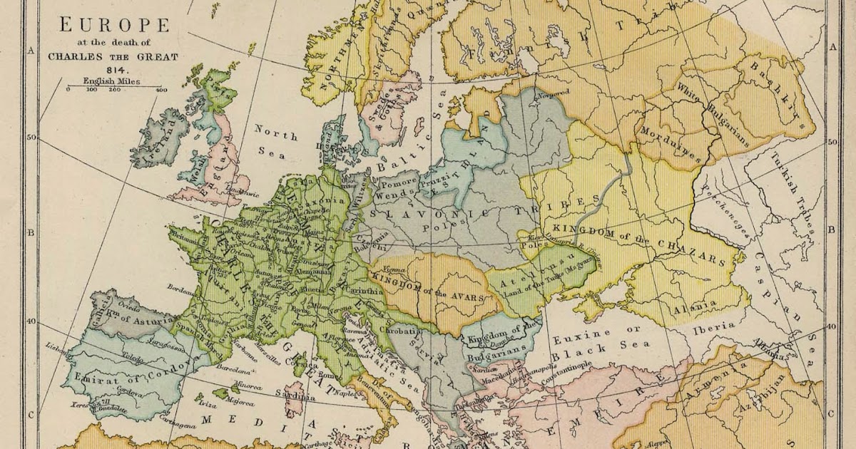 ISRAEL. Ayer y hoy.: MAPA: Europa año 814 (d.C.).