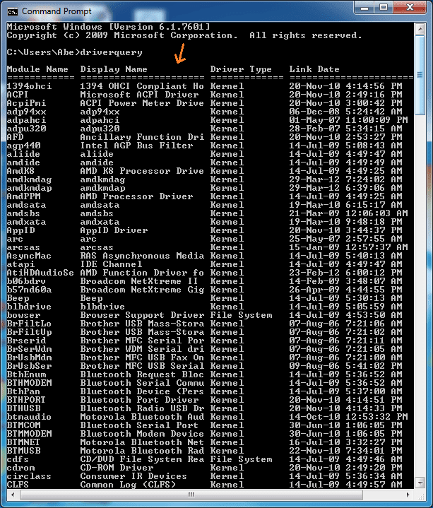 How to know or see all the drivers installed in a Computer using CMD