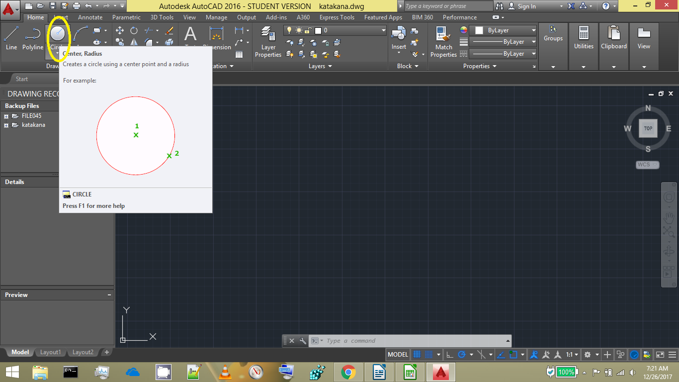 Cara Membuat Lingkaran di Autocad ( Menu Circle Autocad )