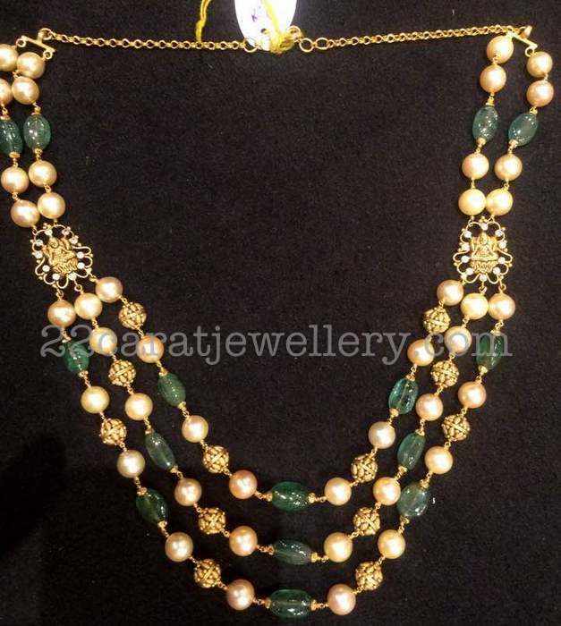 3 Layers Beads Set with Lakshmi - Jewellery Designs