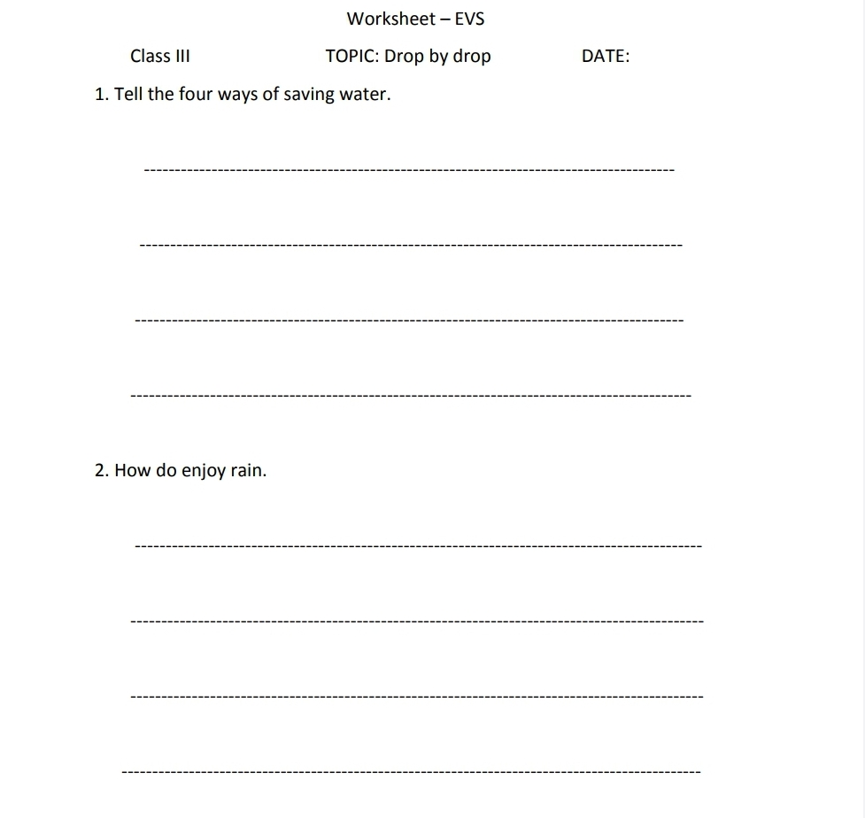 KV3 EVS Worksheet On Drop By Drop FORTUNE ACADEMY kv3-evs-worksheet-on-drop-by-drop-fortune-academy