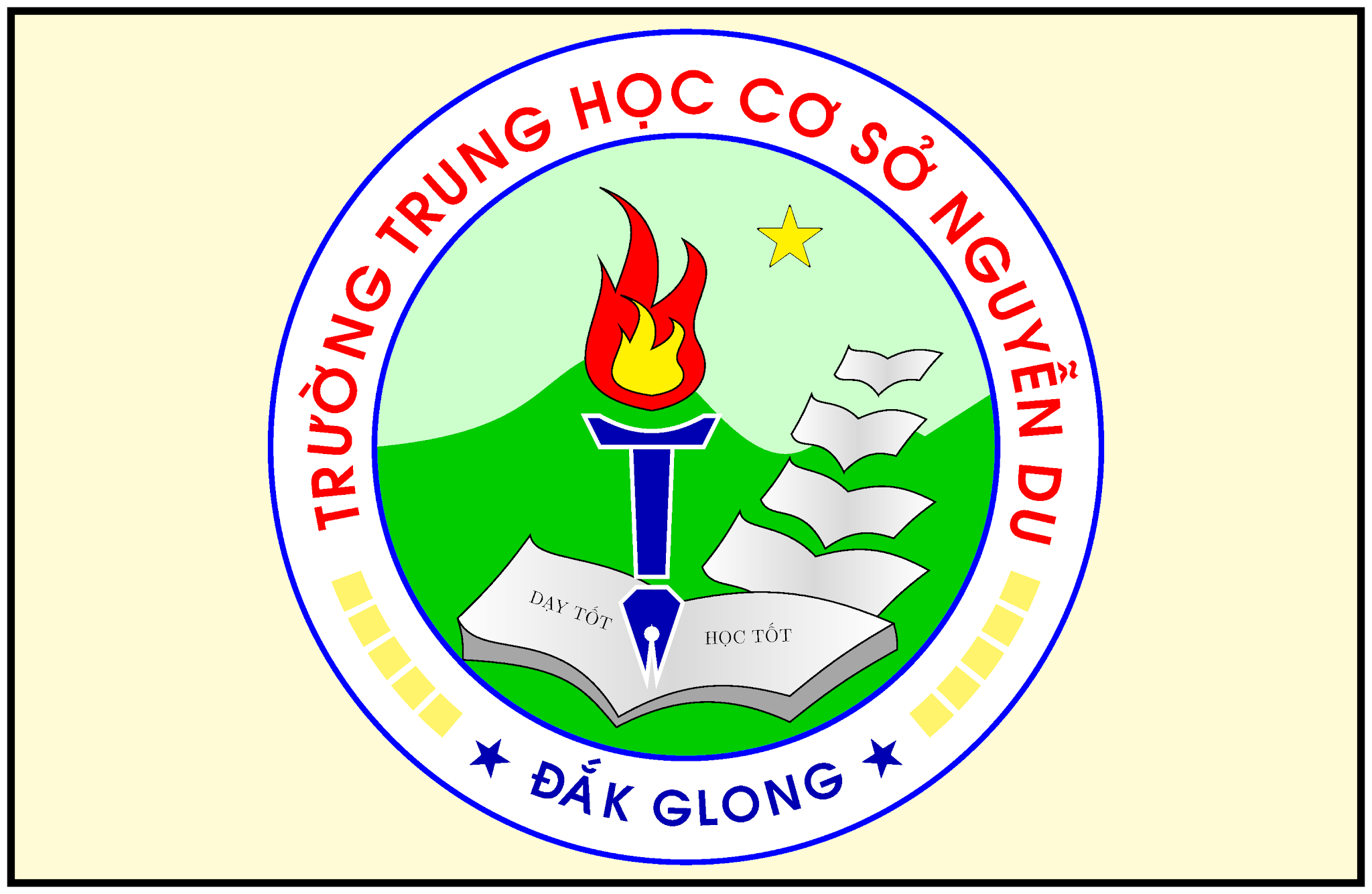 Mẫu LOGO Tikz số 4: Logo tròn chữ T (hình ngọn đuốc bút) - Trường THCS ...