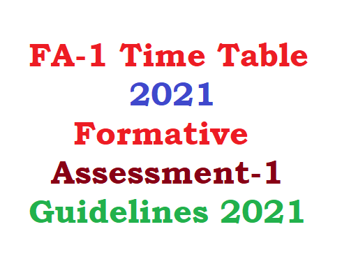 FA-1 Time Table 2021 - Formative Assessment-1 from 21st Oct 2021 - Detailed Schedule ...