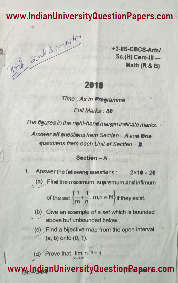 Utkal University B.Sc Mathematics 2nd Sem Core III 2018 Question Paper ...