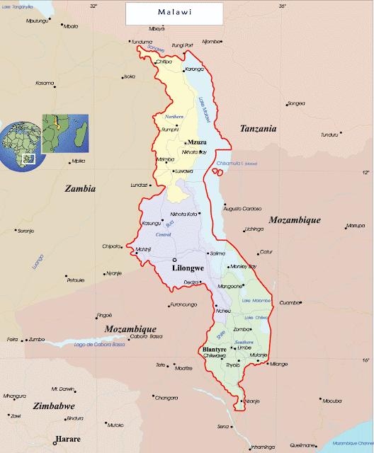 MALAWI - GEOGRAPHICAL MAPS OF MALAWI