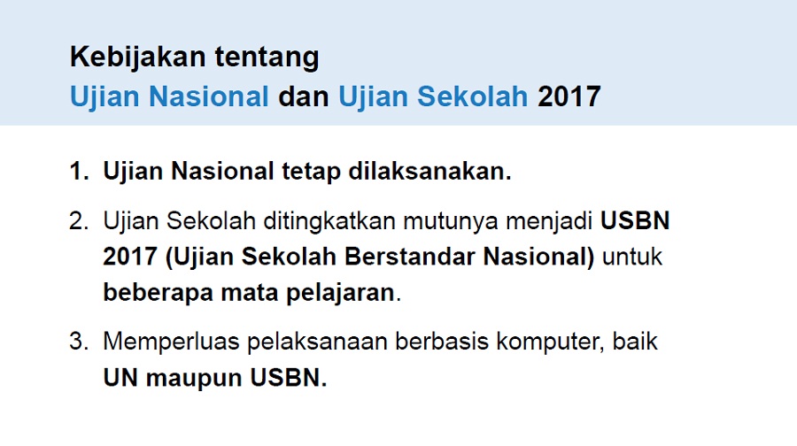 Kebijakan Ujian Nasional (UN) dan Ujian Sekolah 2017 | Inspirasi Titi